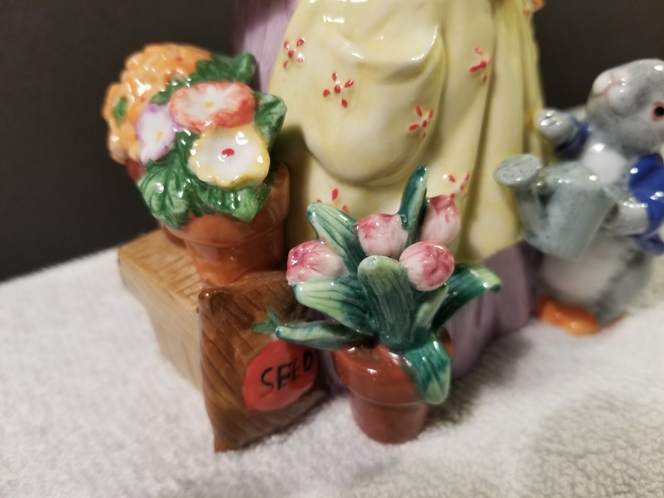 CWC Trinket Box Porcelain Easter Rabbit Mother Child Garden Flowers ...