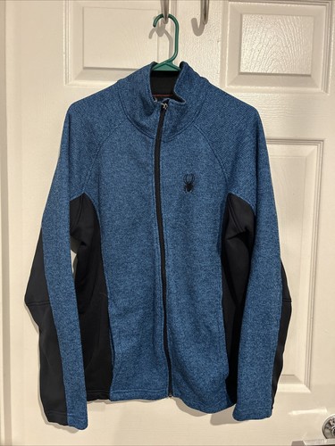 Spyder Mens M Outbound Jacket Blue Softshell Zip Up Sweater | eBay