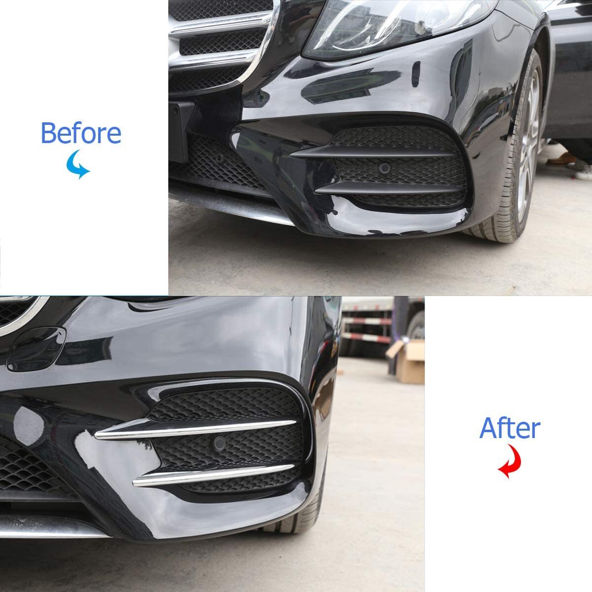 For Benz E-Class W213 Silver Front Bumper Grille Fog Light Cover Trim ...