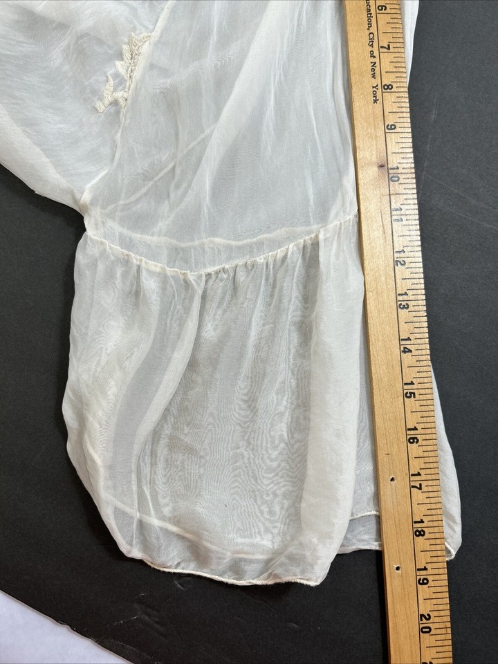 Angela Moda Top Womens S Ivory Embroidered Floral Silk 3/4 Sleeve Sheer ...