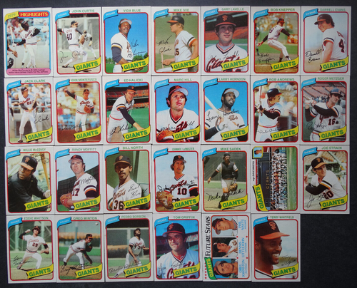 1980 Topps San Francisco Giants Team Set of 27 Baseball Cards | eBay