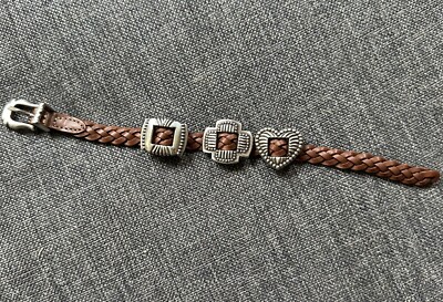 Brighton Austin Bandit Braided Brown Leather Belt Buckle Bracelet | eBay