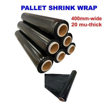 6 STRONG ROLLS BLACK PALLET STRETCH SHRINK WRAP PARCEL PACKING CLING ...