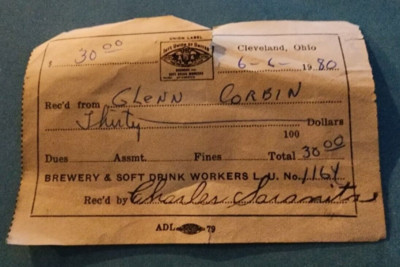 Union Receipt Brewery & Soft Drink Workers Local Union 1164 Cleveland ...
