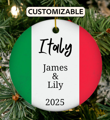 Italy Flag Ornament, Personalized Italy Ornament, Custom Italy Flag ...