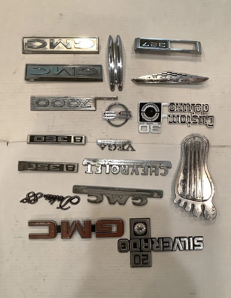 GM Emblems 88, GTO, Vega, Custom 20, Delta, Cal Custom, GMC, 327, SS ...