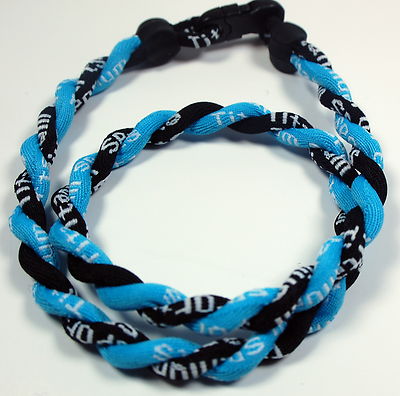 NEW 20" 2 Rope Twisted Titanium Sport Necklace Black Light Blue Tornado ...