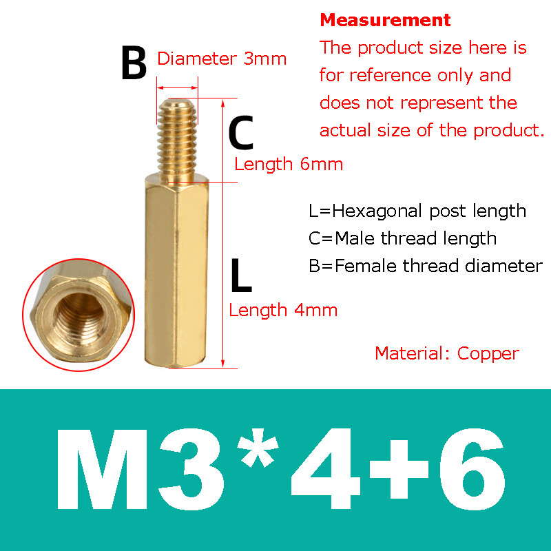 M3 Male Female Spacer Thread Pillar Hex Hexagonal Brass Studs Standoff ...