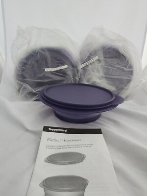 NEW Tupperware- Flat Out Expandable Container 4-Cup / 950ml Purple SET ...