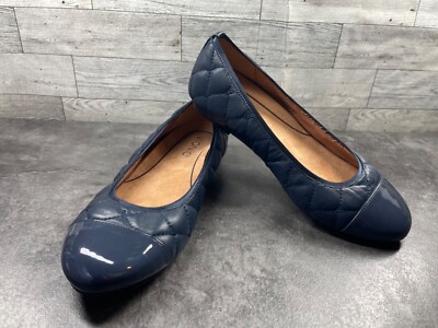Vionic Ballet Flats Women 6 M Desiree Shoes Blue Quilted Leather Slip ...