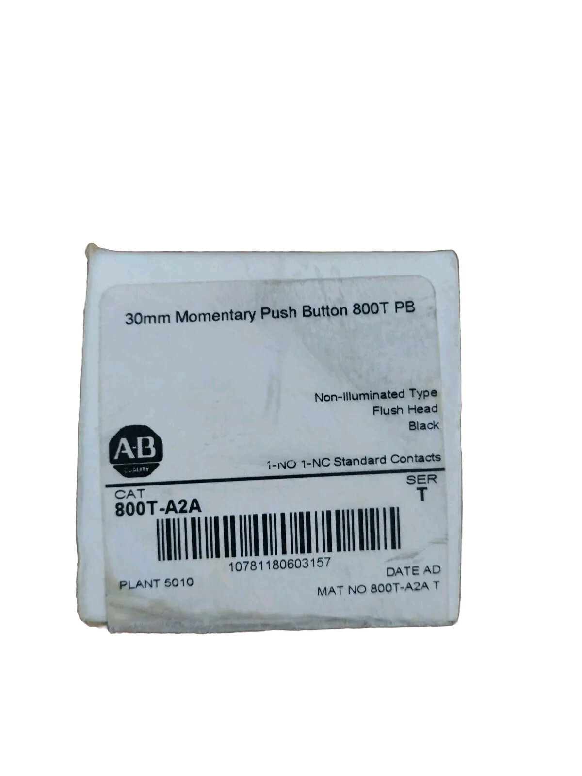 Allen Bradley 800T-A2A Black Pushbutton 30 MM Momentary Push Button ...