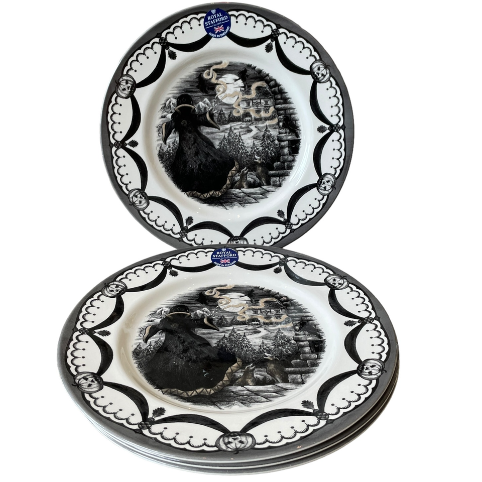 Royal Stafford Halloween Wicked Witch Salad Plates 8.5in Porcelain Set ...