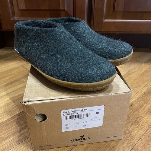 Glerups 38 Wool Slipper Shoe Rubber Honey Sole Forest Green | eBay