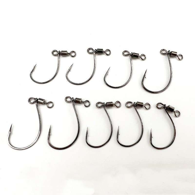50Pc Drop Shot Hooks with Swivel Soft Lure Hook Worm Hooks for Bass ...