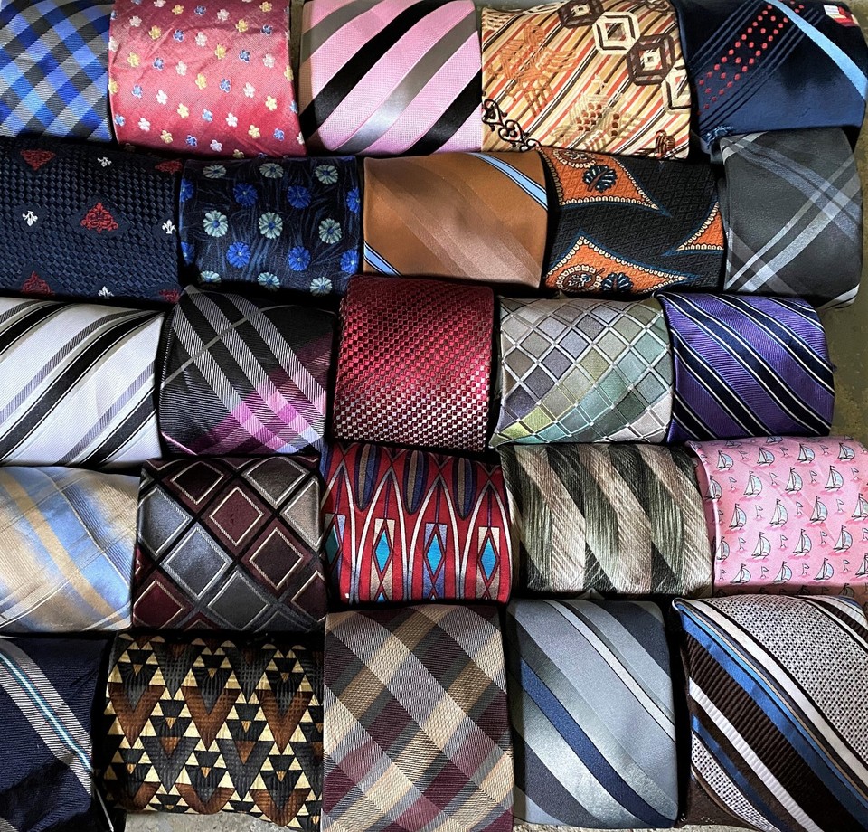 20 Pcs Mens Silk Neckties Lot Designer Stripe Geometric Wear Craft ...
