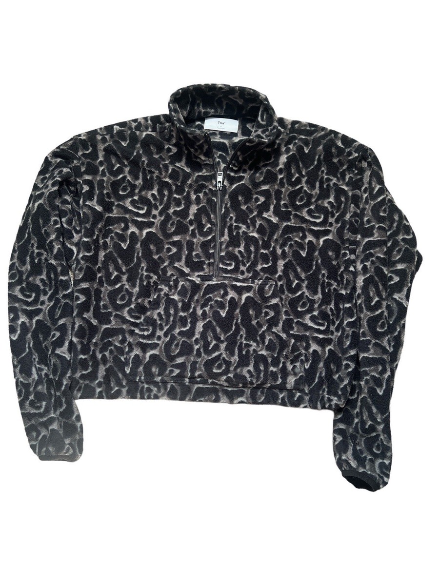 Aritzia Tna Animal Print Sweater Half Zip Pullover Fleece Aritzia Tna Animal Print Sweater Half Zip Pullover Fleece