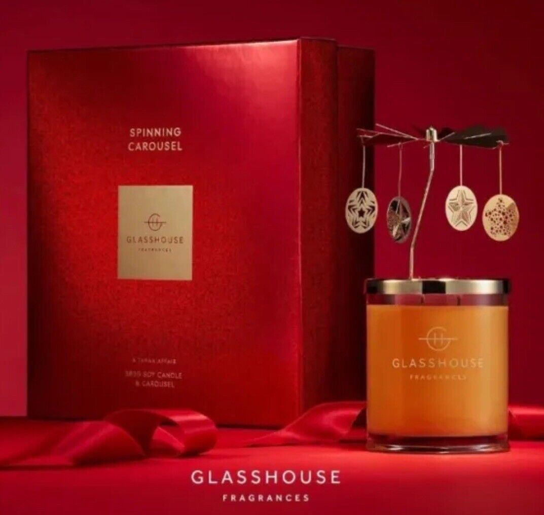 BRAND NEW GLASSHOUSE SPINNING CAROUSEL A TAHAA AFFAIR 380 G SOY CANDLE ...