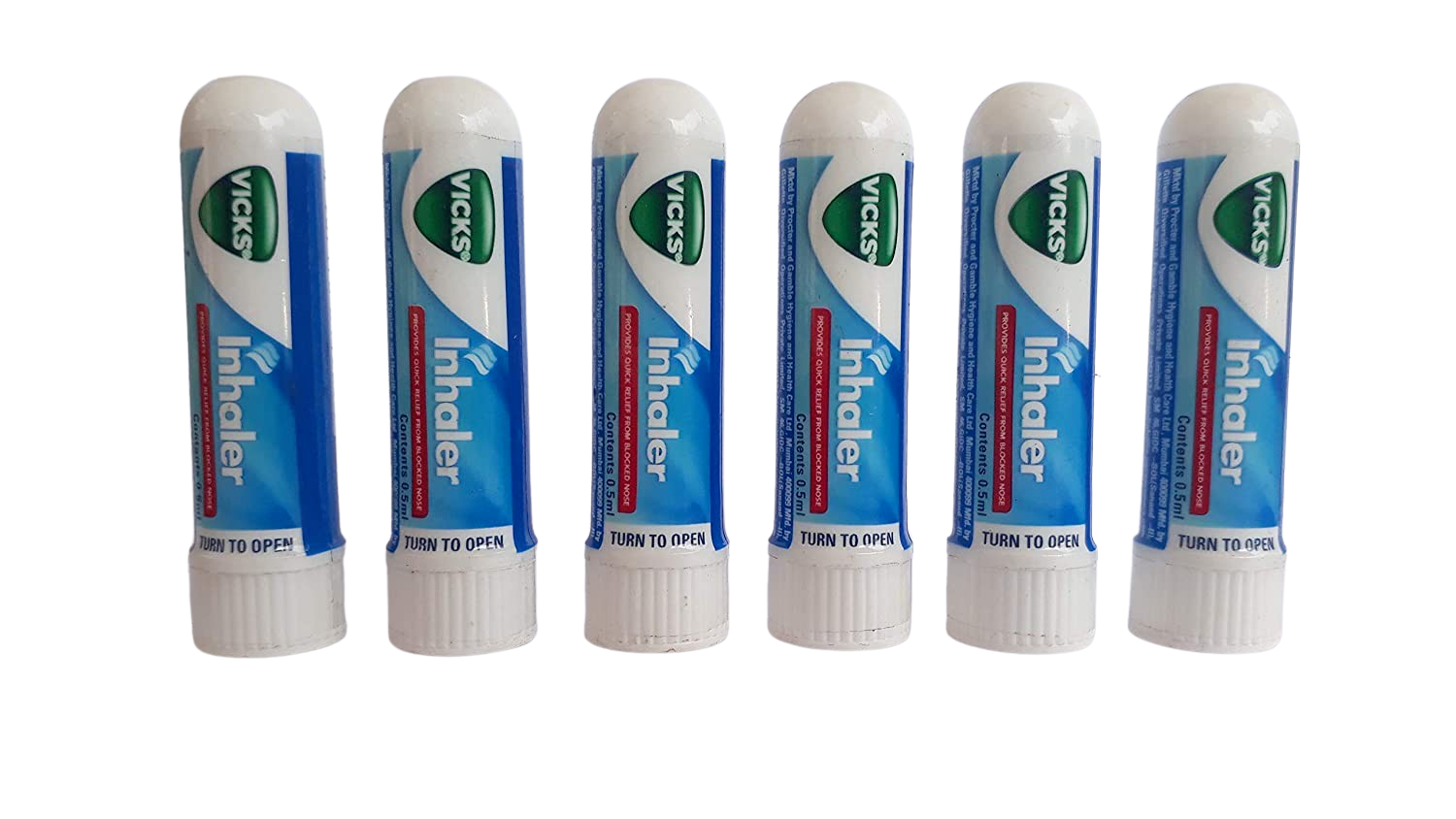 6x .5ml Vicks Inhaler Allergy Cold Nasal Blocked Nose Relief Congestion ...