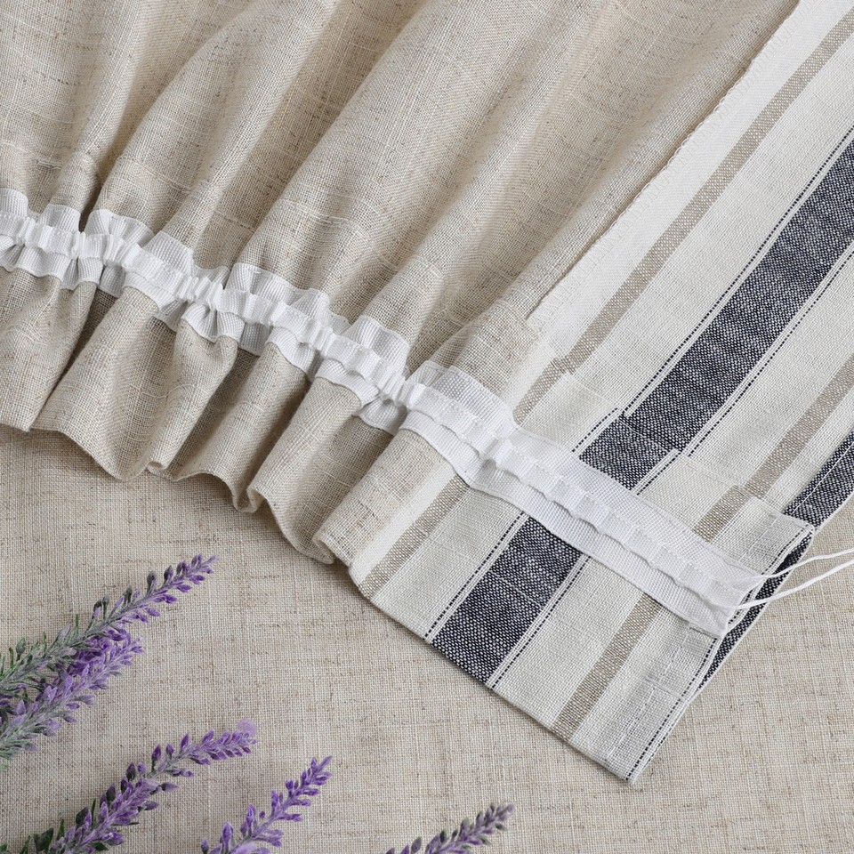 2X Short Curtains Cafe Kitchen Small Flax Net Curtain Valance Window ...