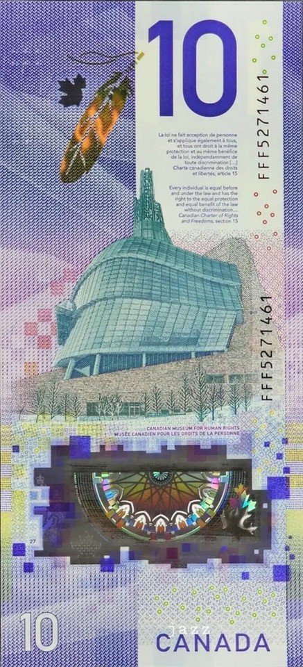 Canada $10 2018 Polymer Note. 10 Dollars Canadian Banknote. 10 Dollar ...