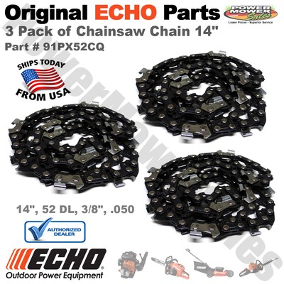 3 Pack of Echo Chainsaw Chain, 14", 52 DL, 3/8", .050, CS-301, CS-303T ...