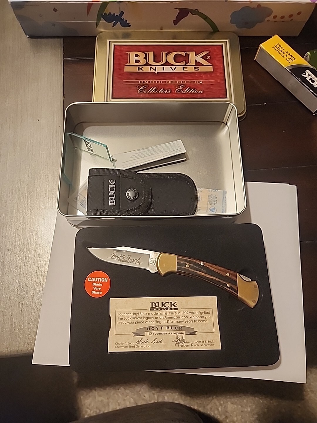 Hoyt Buck 112 Single 1 Blade Founder's Edition POCKET KNIFE w/sheath in ...