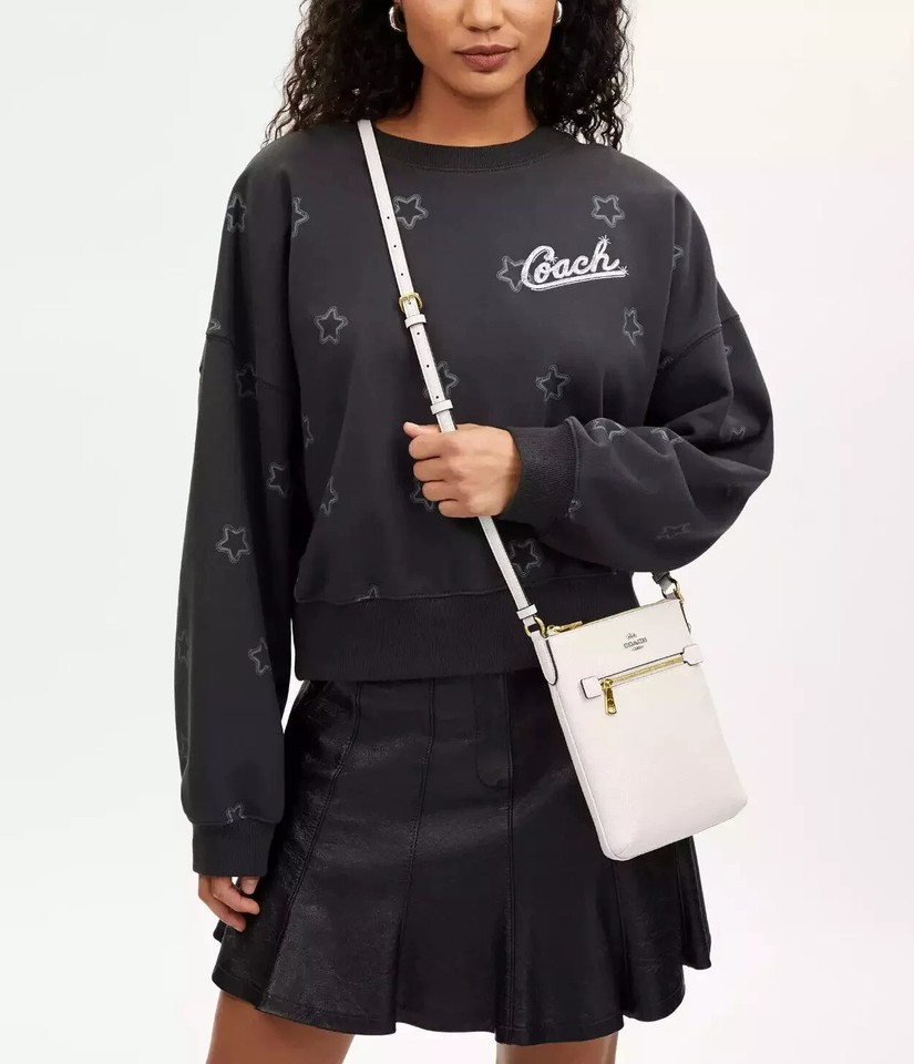 Coach C1556 Crossgrain Leather Rowan File Bag Crossbody Handbag Chalk ...