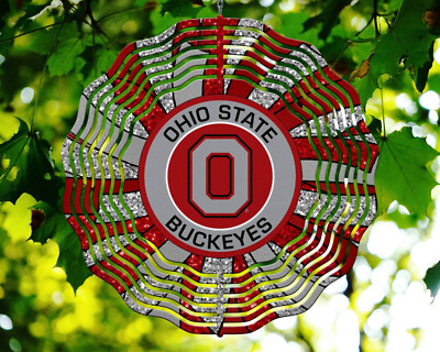 10" THE Ohio State Buckeyes OSU Hanging Wind Spinner Yard Decor Kinetic ...
