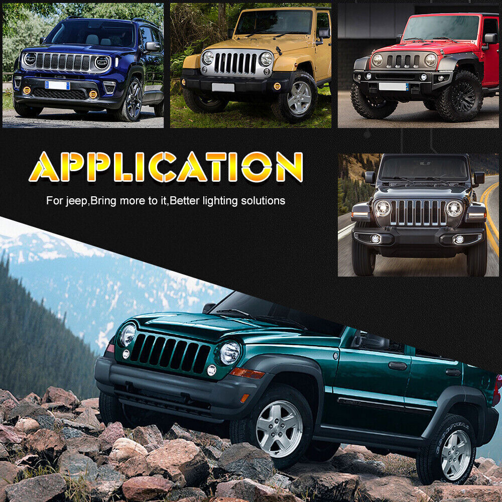 Fit Hummer H3 H3T 06-10 7" INCH Halo LED Headlight DRL & 4" Fog Lights ...