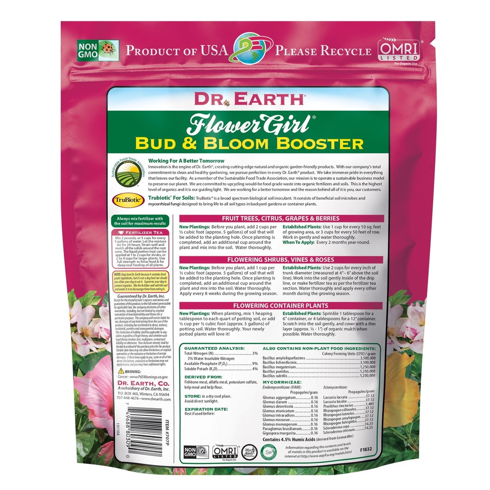 Dr. Earth Flower Girl Premium Bud & Bloom Booster Plant Food, 3-9-4 ...