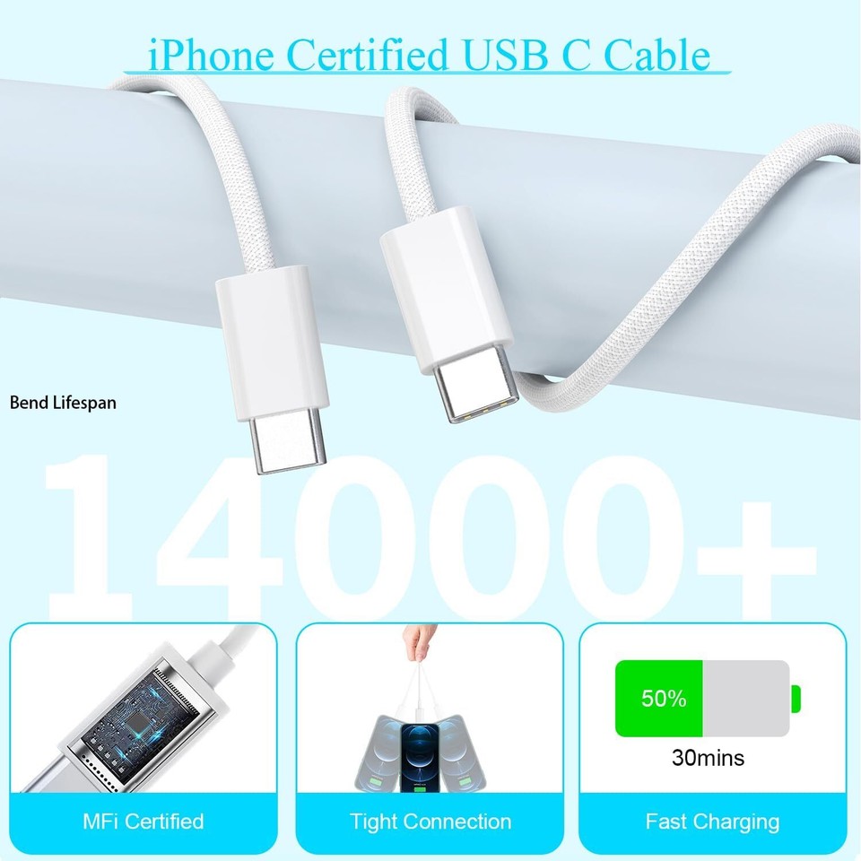 For Android iPhone 15 Pro Macbook 35W Fast Wall Charger Brick USB C ...