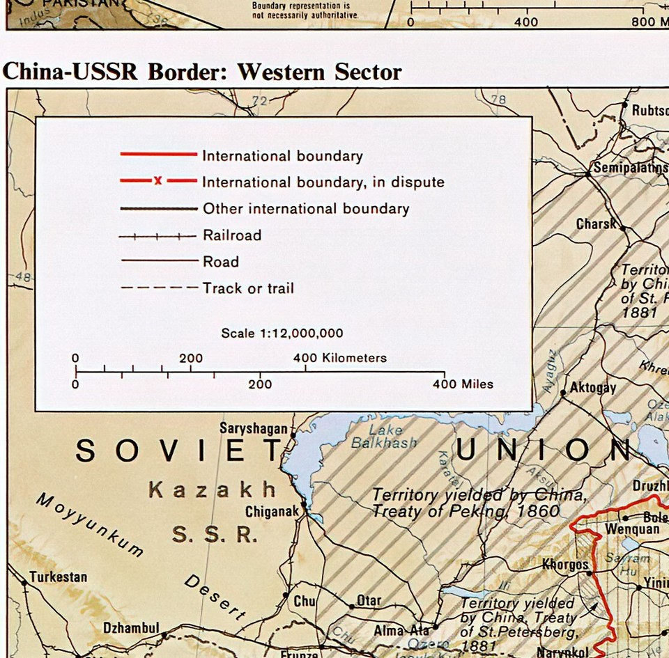 1988 CIA Map of China-USSR border Home School 11x14 Art Print Study ...