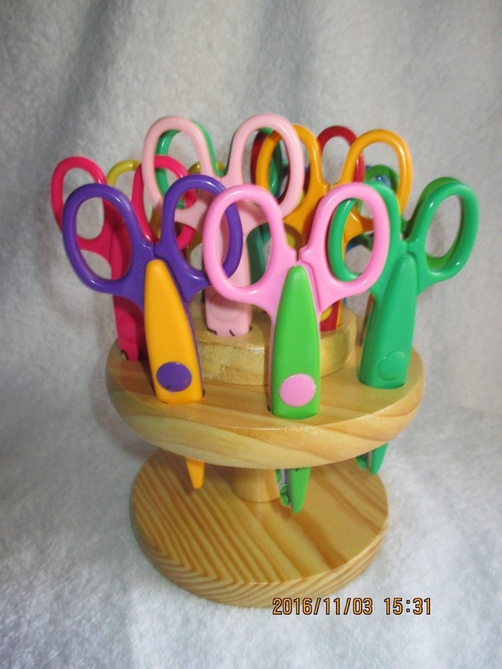 12 Different Cutting Scissors with Wood Stand Crafts Scrapbooking New ...