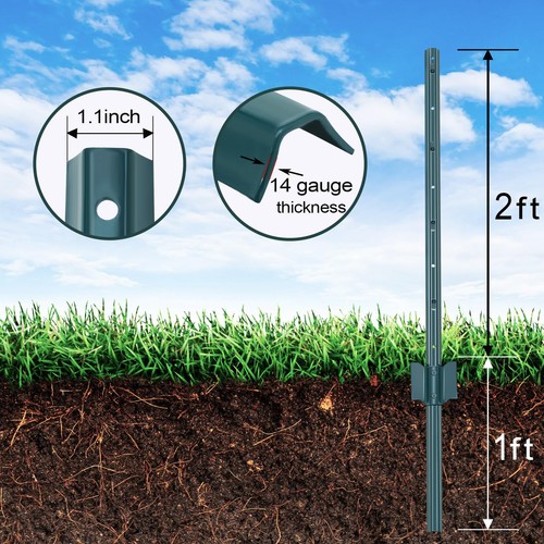 20 Pcs 3 Feet Sturdy Duty Metal Fence Post Steel U Post Corner Anchor ...