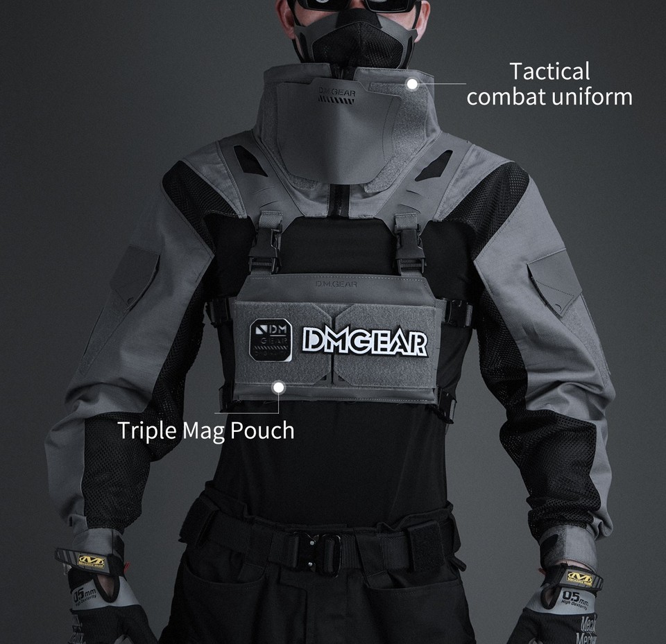 Tactical Combat Uniform Jacket with Triple Mag Pouch Lightweight Chest ...