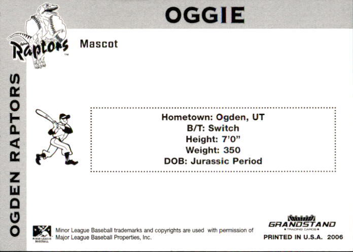 2006 Ogden Raptors Grandstand #38 Oggie MASCOT - NM Baseball Card | eBay
