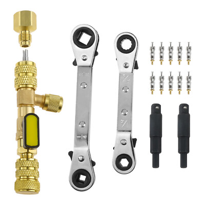 Valve Core Remover Installer Tool & HVAC Service Wrench with Hex Bit ...