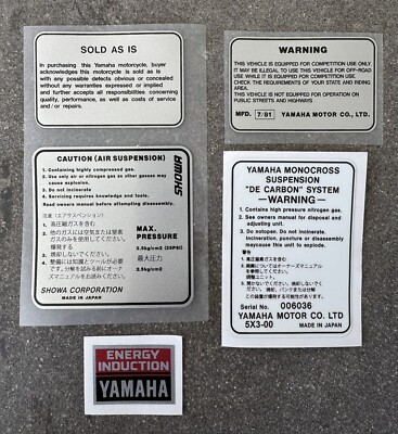 yamaha YZ100 1982 WARNING Decal Set / Sticker Kit / Graphics Kit | eBay