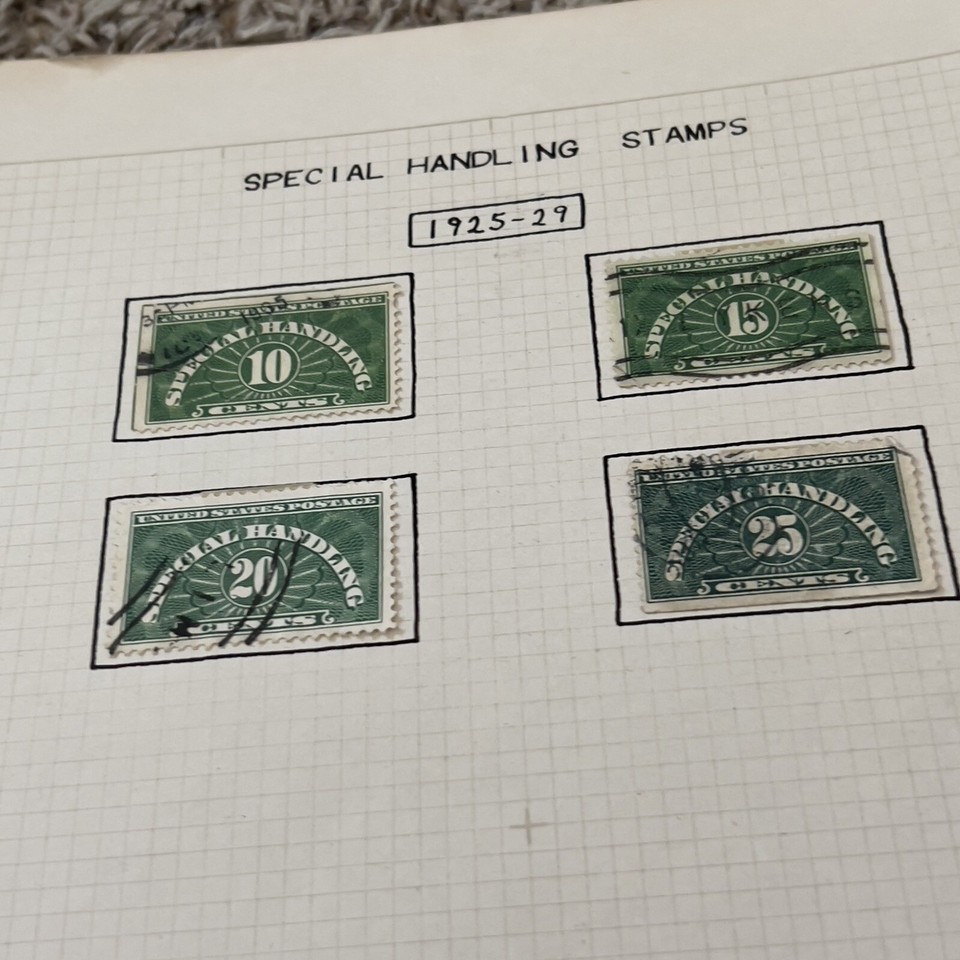 U.S. MINT USED STAMPS LOT ON ALBUM PAGES BLOCKS, SPECIAL DELIVERY ...
