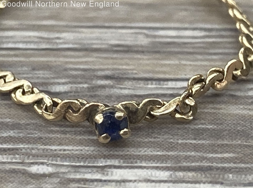 Unmarked Tests 13K Yellow Gold Blue Stone Serpentine Chain Ring 7.5 US ...