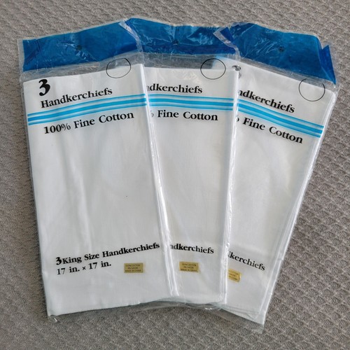 3 - 3 Packs Men's White Handkerchiefs 100% Cotton Hand Rolled Edges ...