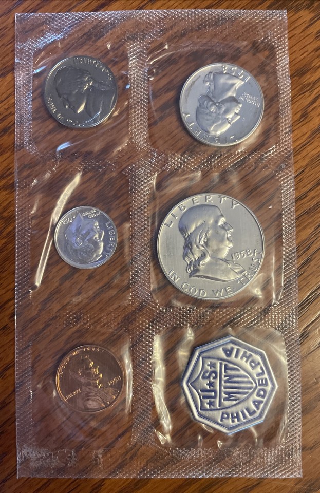 1958-P.C. Treasury Department United States Mint Philadelphia Coin Set ...