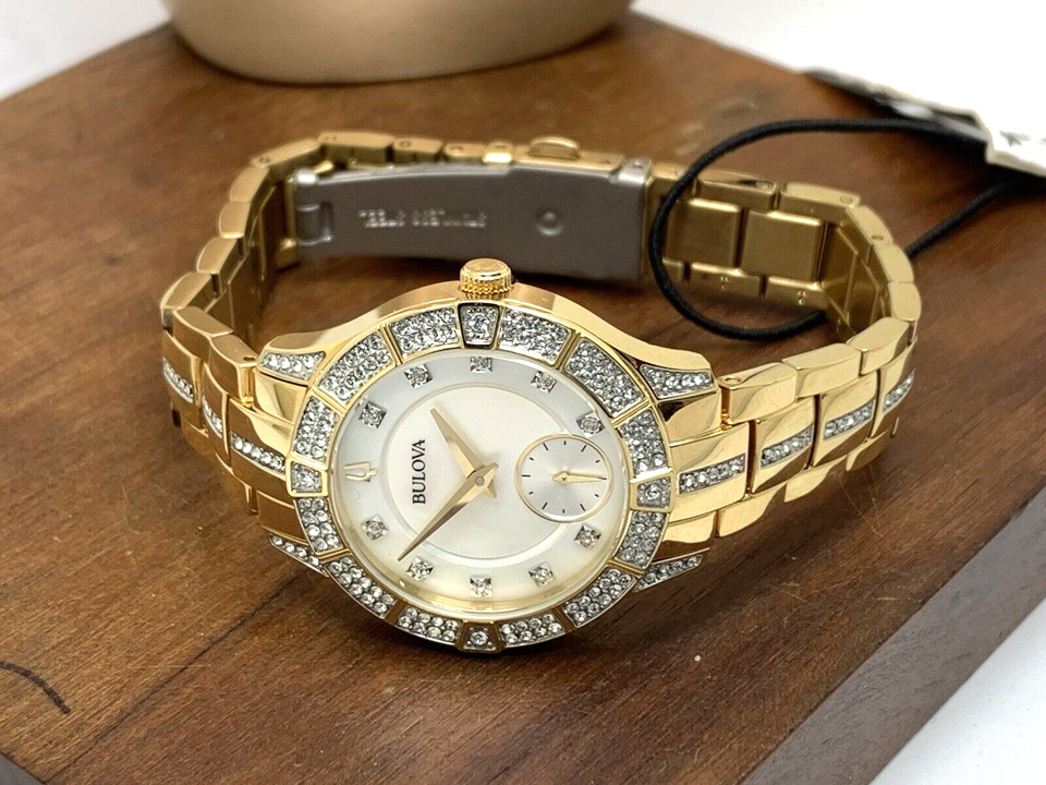 Bulova Womens Watch 98L283 Quartz Crystal Accent Mother of Pearl Dial ...