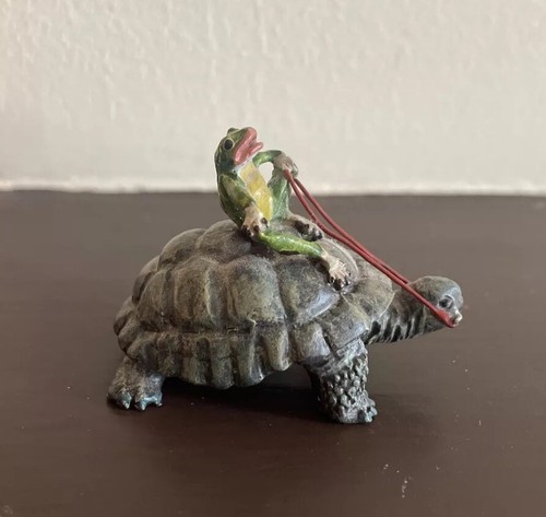 Antique Cold Painted Vienna Bronze Frog Riding Turtle | eBay