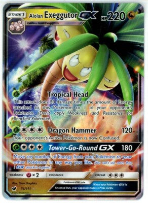Pokemon TCG Alolan Exeggutor GX 74/111 Sm-Crimson Invasion Ultra Rare ...