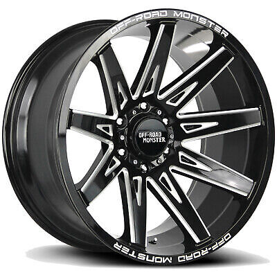 4-Off-Road Monster M25 20x10 6x135 -19mm Black/Milled Wheels Rims 20 ...