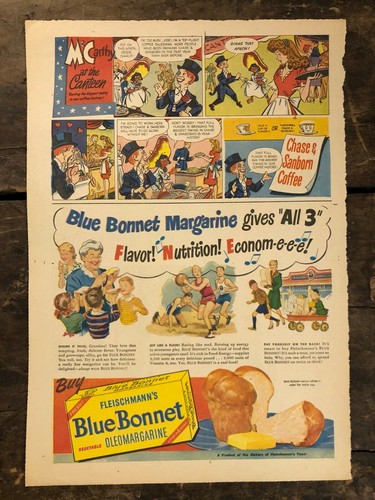 RARE Vintage 1945 Blue Bonnet / Chase & Sanborn Coffee AD WWII Color ...