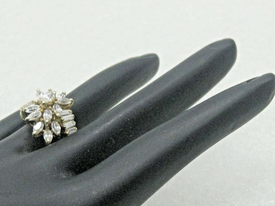 14kt Cubic Zirconia Engagement/Waterfall Ring, Sz. 5.5, 6.10 grams ...