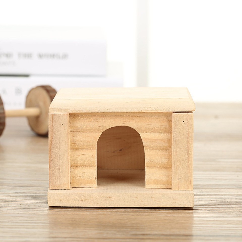 Natural Wooden Cabin Hamster House Adorable Pet Hut Creative Hamster ...
