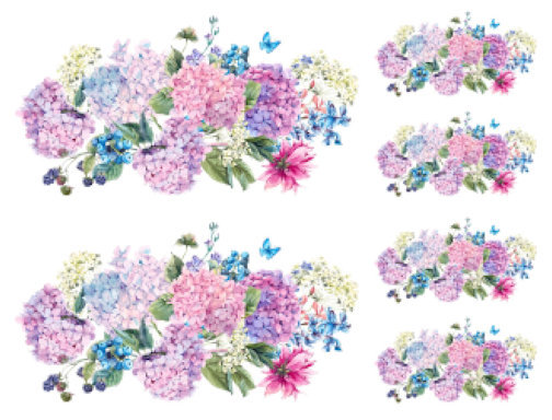 Shabby Pastel Watercolor Blue Hydrangeas Swag Bouquet Waterslide Decals ...